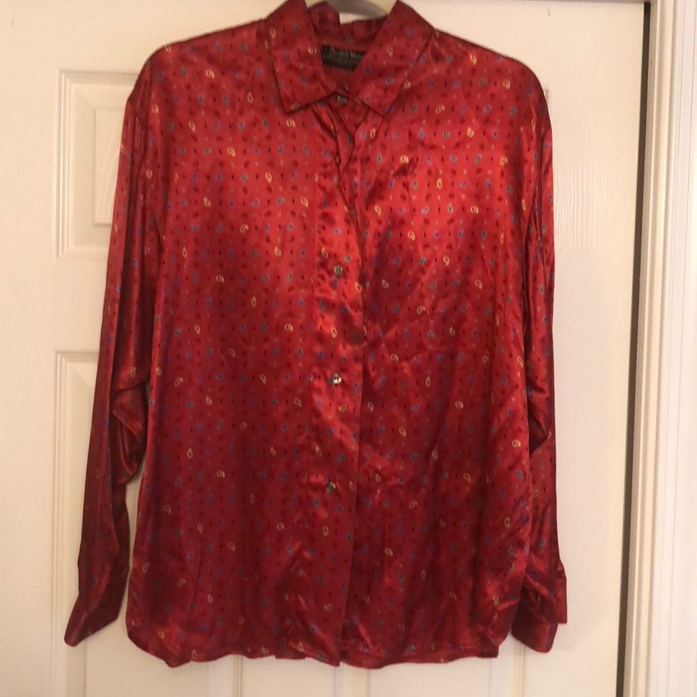 Countess Mara Red Satin Vintage Blouse - Gem